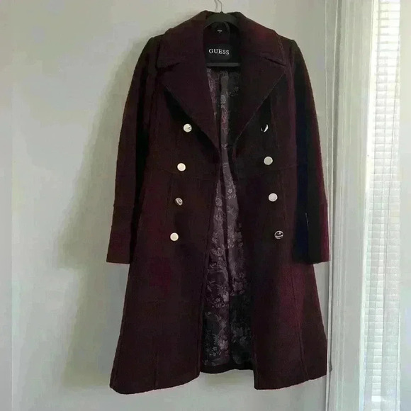 Guess | Jackets & Coats | Guess Wine Colored Pea Coat | Poshmark